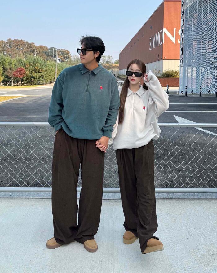 엄라이브 겨울후리스 특가4컬러 남녀공용 후리스 반집업 세트가능 곰돌이 커플 도톰 뽀글이 고퀄 빅사이즈 오버핏 니트 코듀로이 골덴 와이드팬츠 세트 겨울 커플룩 시밀러룩 데일리룩