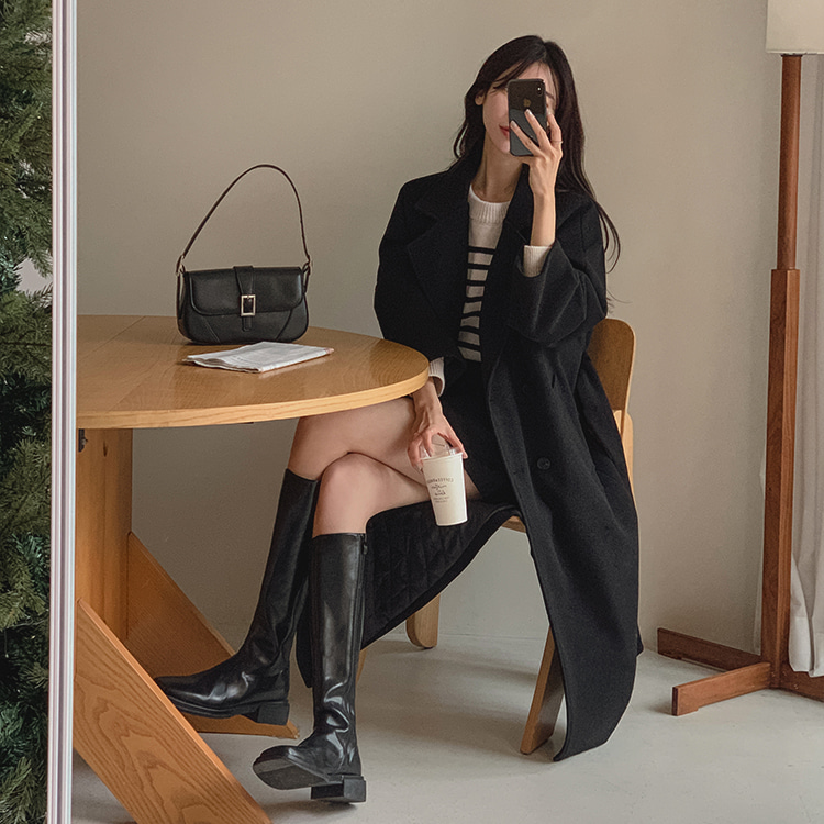 모어렌 단독 누빔코트 Tct0108 모헤일 누빔 더블 롱 코트더블코트누빔롱코트간절기코트간절기아우터카라넥코트하객룩울코트겨울코트어나더트위