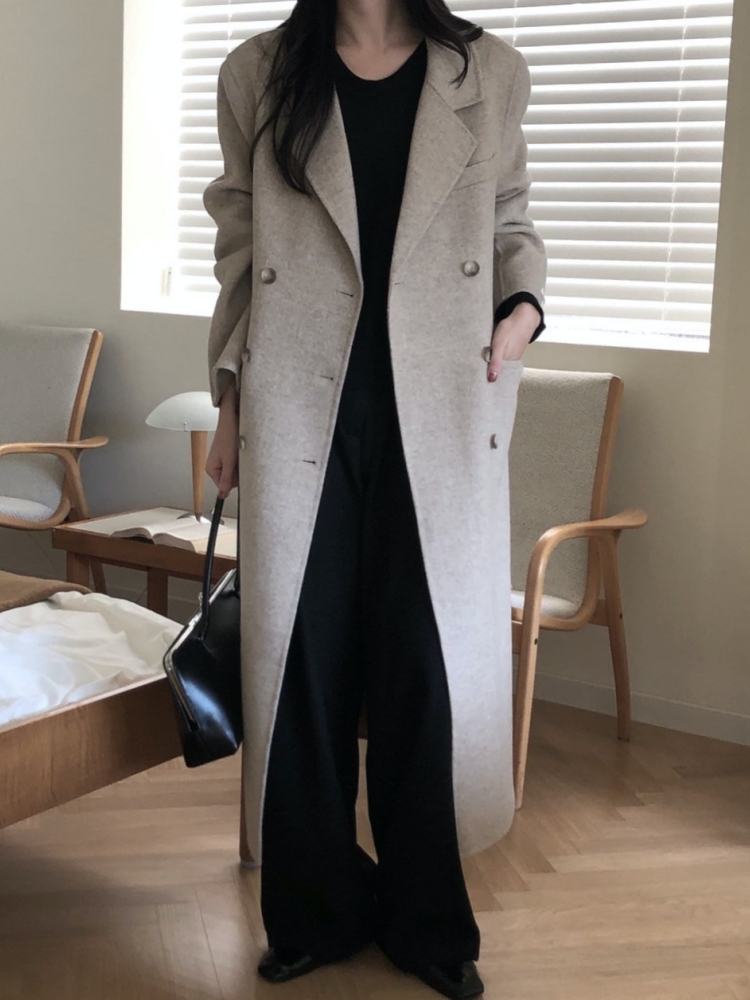 유이르무이 overclassic 오버클래식 헤링본 더블 버튼 롱 핸드메이드 코트 2color