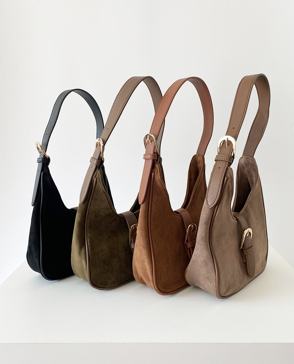 suede belt mini bag 4color