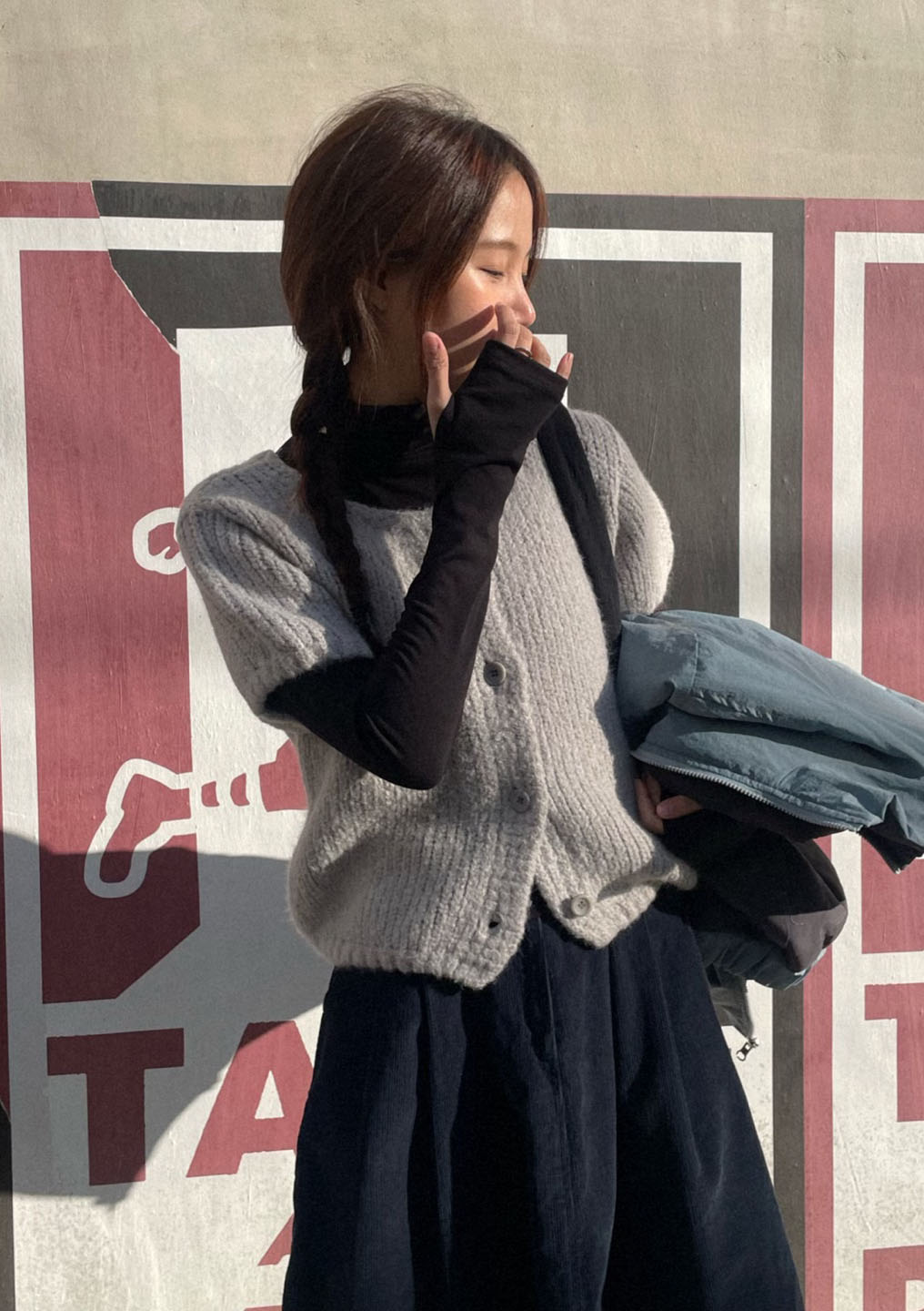 브로큰써클 라토 모헤어 퍼프 반팔 가디건 (4col) 모카 그레이 핑크 크림