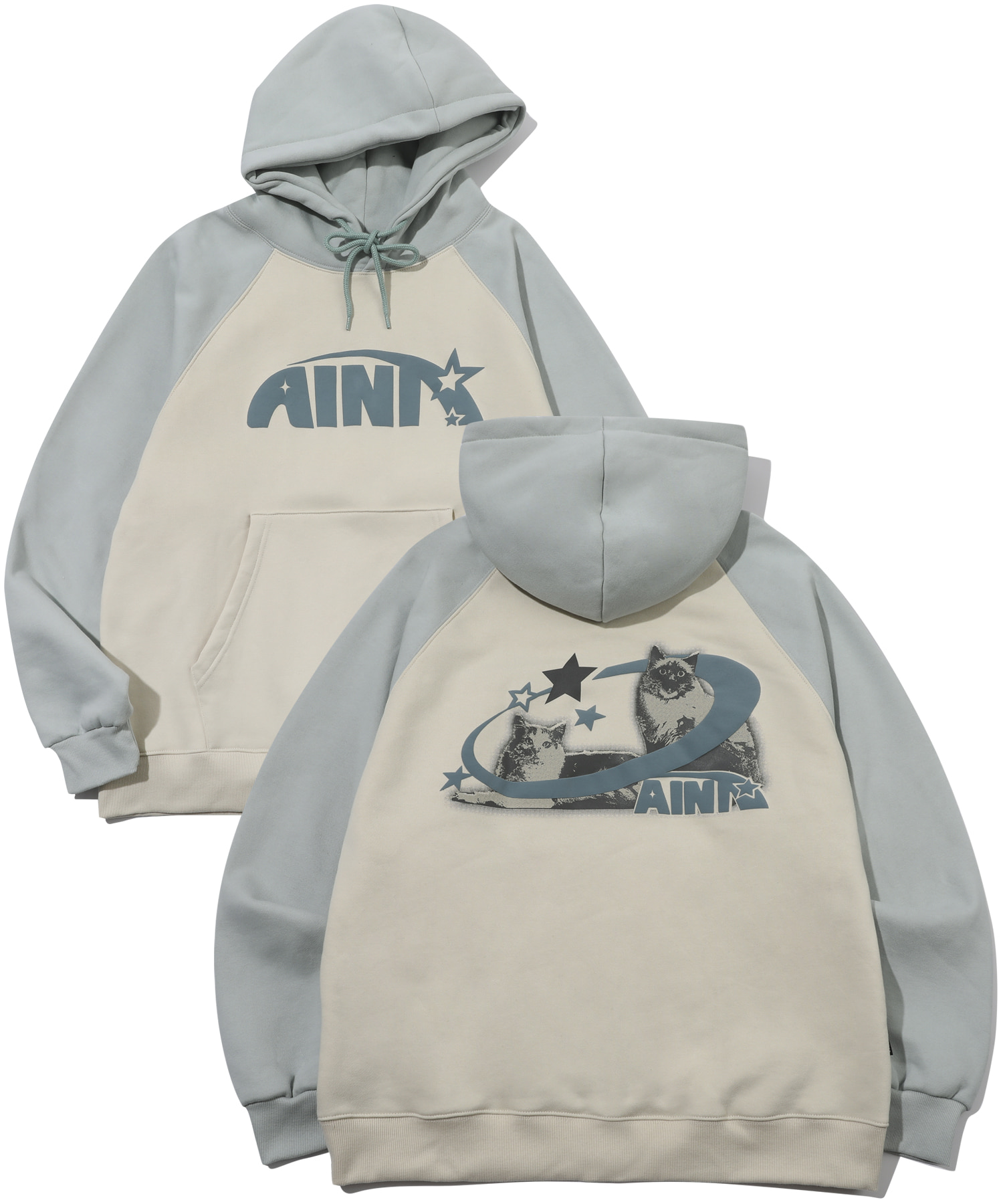 꼼파뇨 AiNI CAT 레글런 후드티 민트베이지