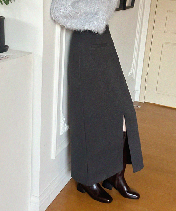 그린블로썸 모던 소프트 도톰 앞 트임 슬릿 H라인 에이치라인 포켓 도톰 겨울 맥시 롱스커트 무료배송