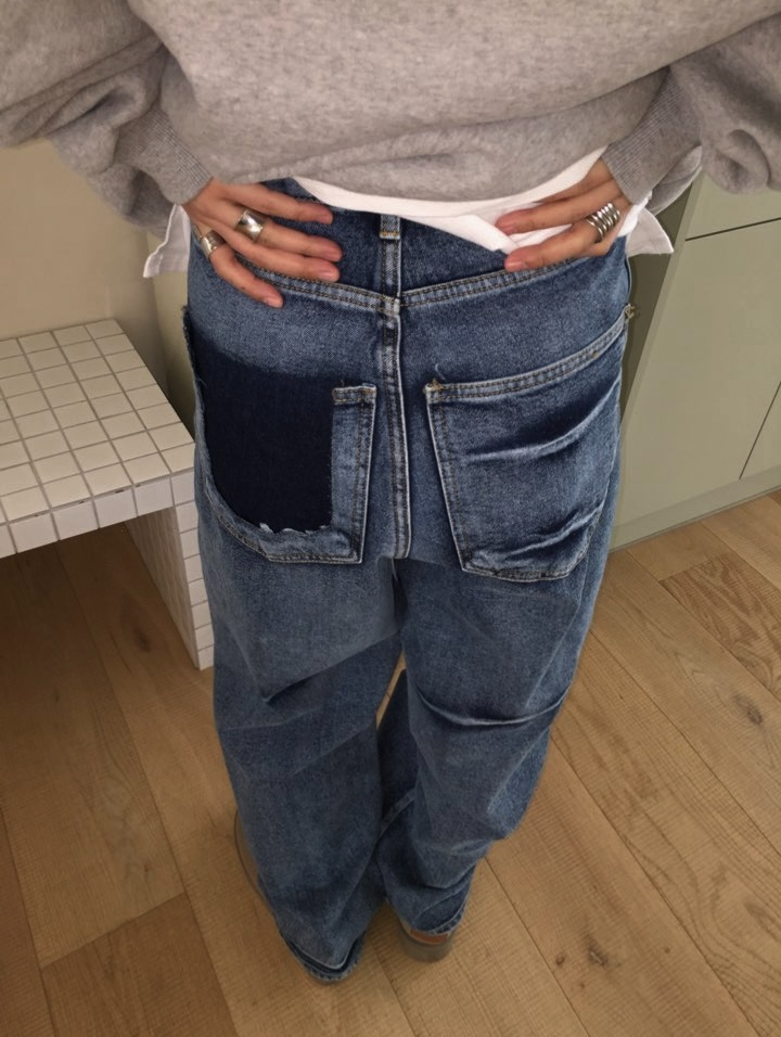 오뮤즈 Pinpoint washing denim pants (남여공용)