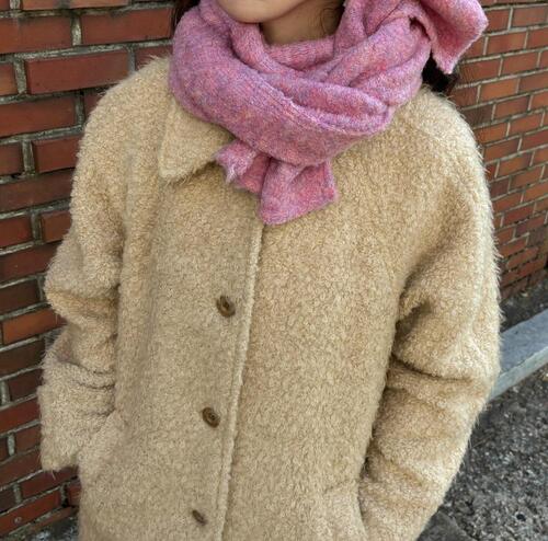 피치스튜디오 시즌오프 세일 울 부클 니트 목도리 파스텔 컬러 뽀글이 양털 롱 니트 머플러 목도리아이보리 블랙 브라운 핑크 연보라 올리브