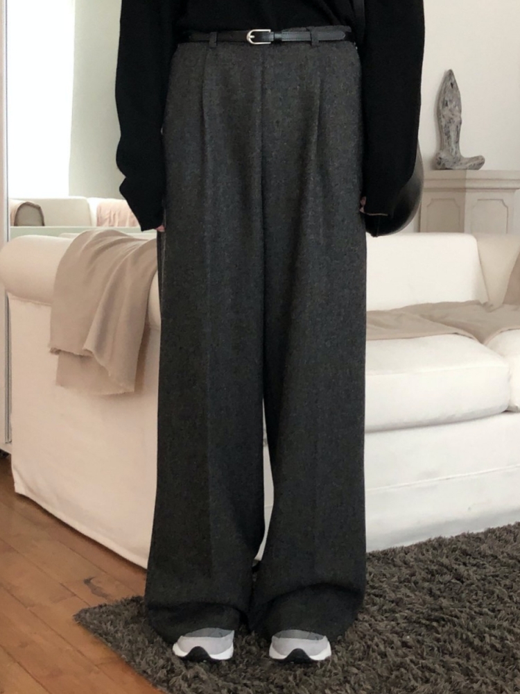 overclassic 오버클래식 뱅 윈터 울60 핀턱 와이드 슬랙스 2color