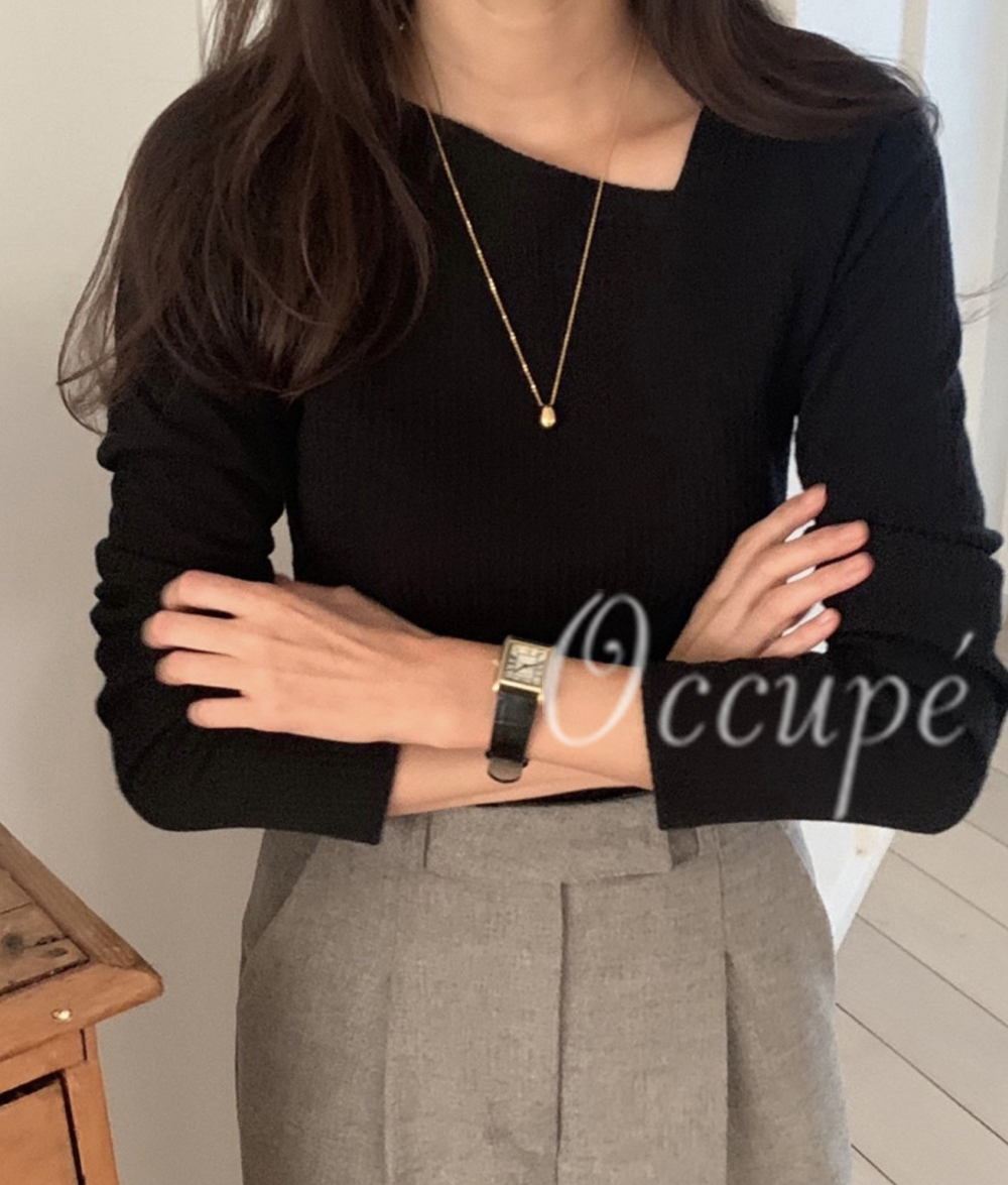 오큐페 [당일발송]리브레 기모 사선 티셔츠 (4col) libre