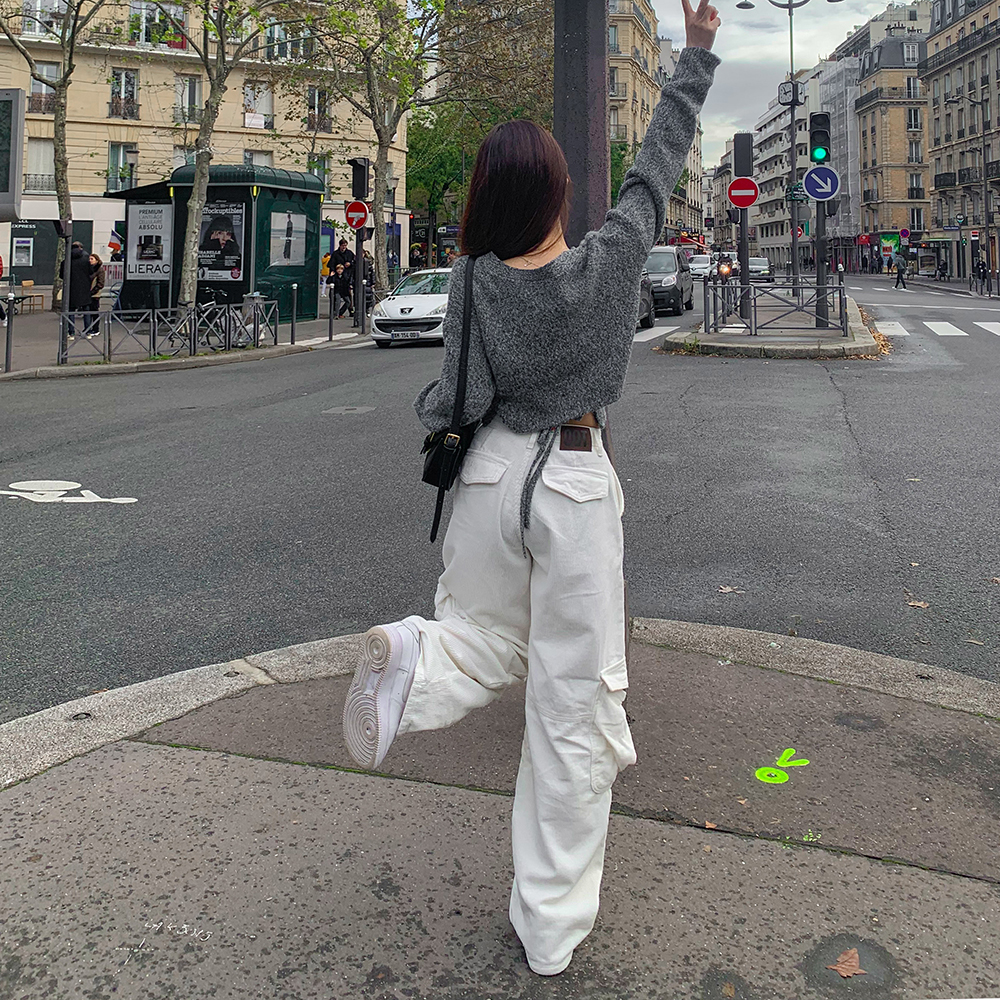 워너비뮤즈 무배🚀 힙한핏🤍핏보장 코듀로이 와이드 카고 롱 팬츠 골덴 포켓 하이웨스트 오버핏 박시핏 코튼 꾸안꾸 바지 화이트 네이비 S M L