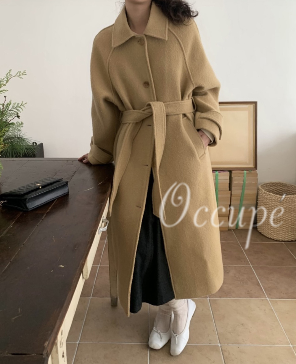 오큐페 [카멜당일]드온도 메리노 울 벨티드 코트 (2col) deondo
