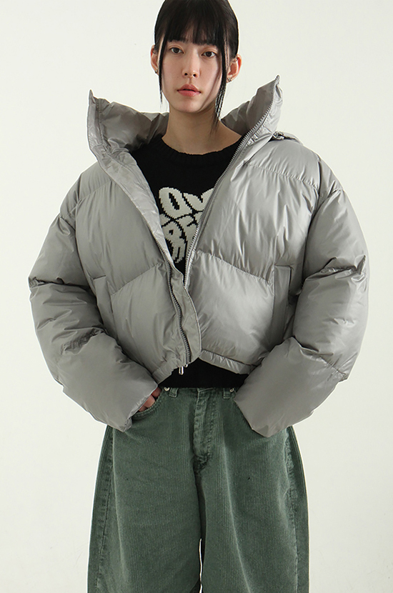 high neck hood padding jumper (unisex)