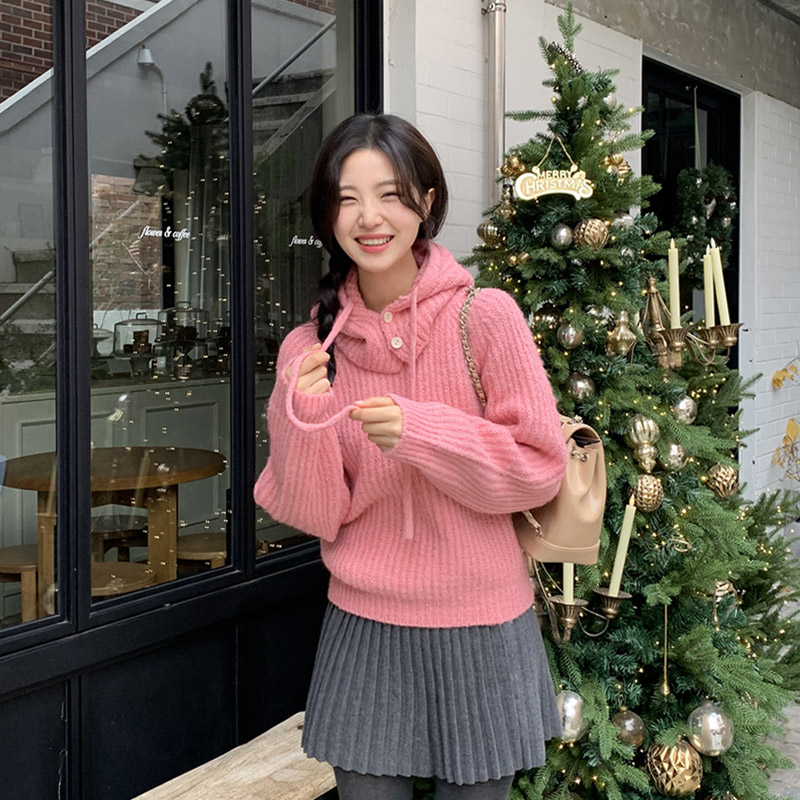 아뜨랑스 (바라클라바세트/러블리핏♥)[울함유] 누아르 나그랑 후드 세트 폭닥 니트 st2529