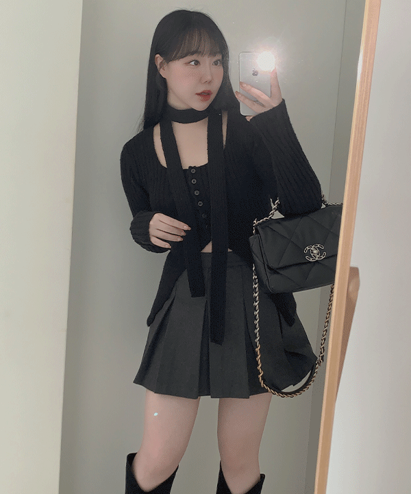 하비언니 #11597 [울20%] 은근섹시 슬림핏 트임 머플러set 골지 니트t : 4color