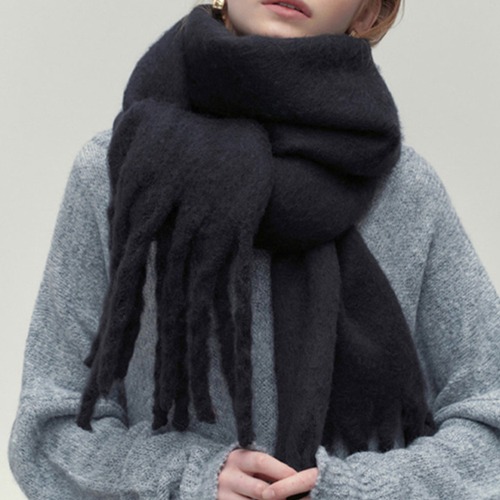 드레시백 게린 니트 모직 털 목도리 숄 무지 태슬 빅 머플러 정장 캐주얼 남녀공용 커플 겨울 데일리 코디 방한 빈티지 퍼 스카프 남자 넥워머