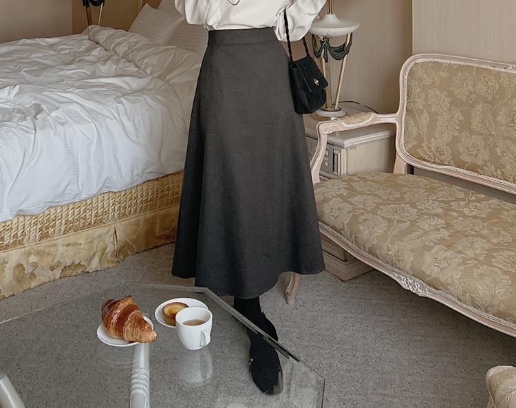 리리앤코 프루디얼 모직 뒷밴딩 플레어 맥시 롱 스커트 겨울 신상 겨울옷 데일리룩 겨울치마 겨울스커트 긴치마 맥시치마 긴스커트 맥시스커트 A라인 하객룩 출근룩 격식룩