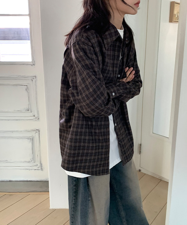 데일리쥬 바이야 오버핏 체크 셔츠 남방