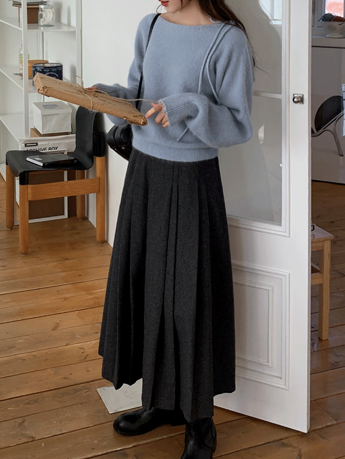 어리틀빗 notting pleats wool skirt (2color) 재진행!