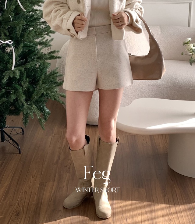 삐뽕언니 페그 모직 하프팬츠3color 겨울반바지 겨울숏팬츠 모직팬츠 겨울바지 하이웨스트 숏팬츠 3부 4부 콘솔지퍼 하객룩 출근룩 포멀룩 여성정장바지 하프슬랙스 겨울슬랙스