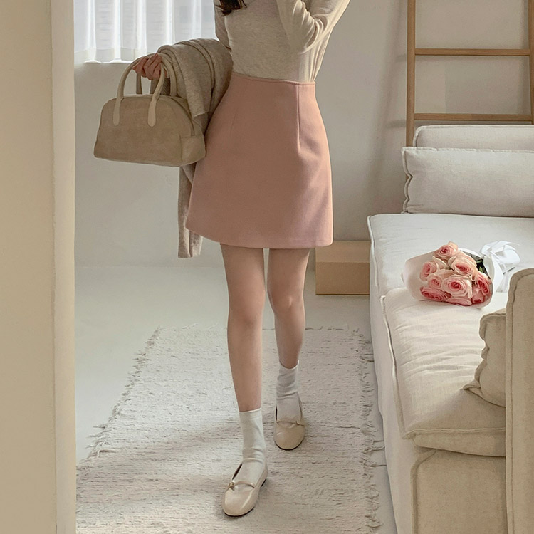 울 30 하이웨스트 Tsk0541 엘슨 울 미니 스커트겨울스커트겨울치마밴딩스커트울스커트데이트룩하객룩