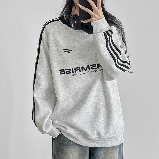 티마 배색 레터링 오버핏 맨투맨 to-2194c