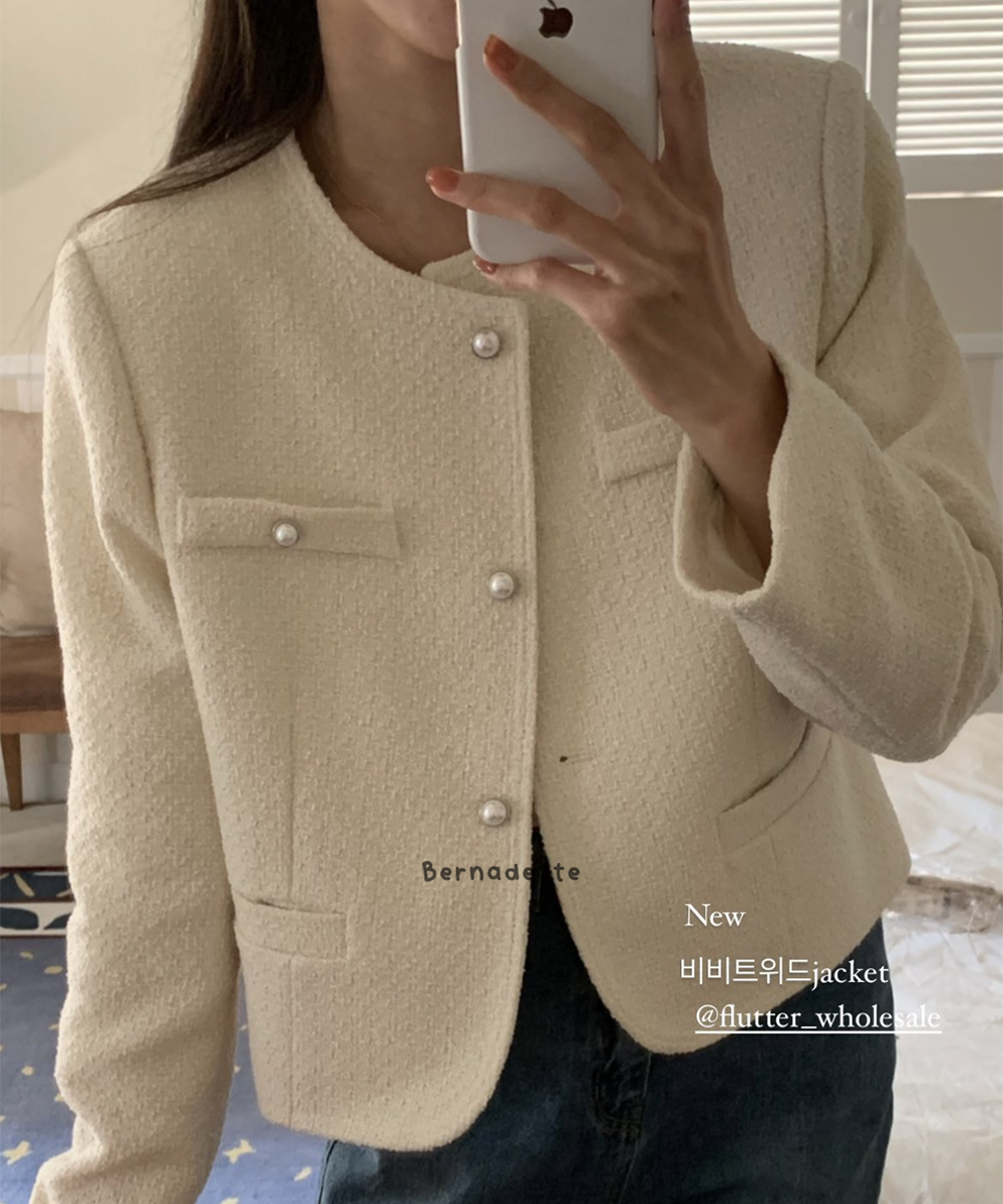 버나뎃 플러터 비비 트위드 자켓 (3col) flutter