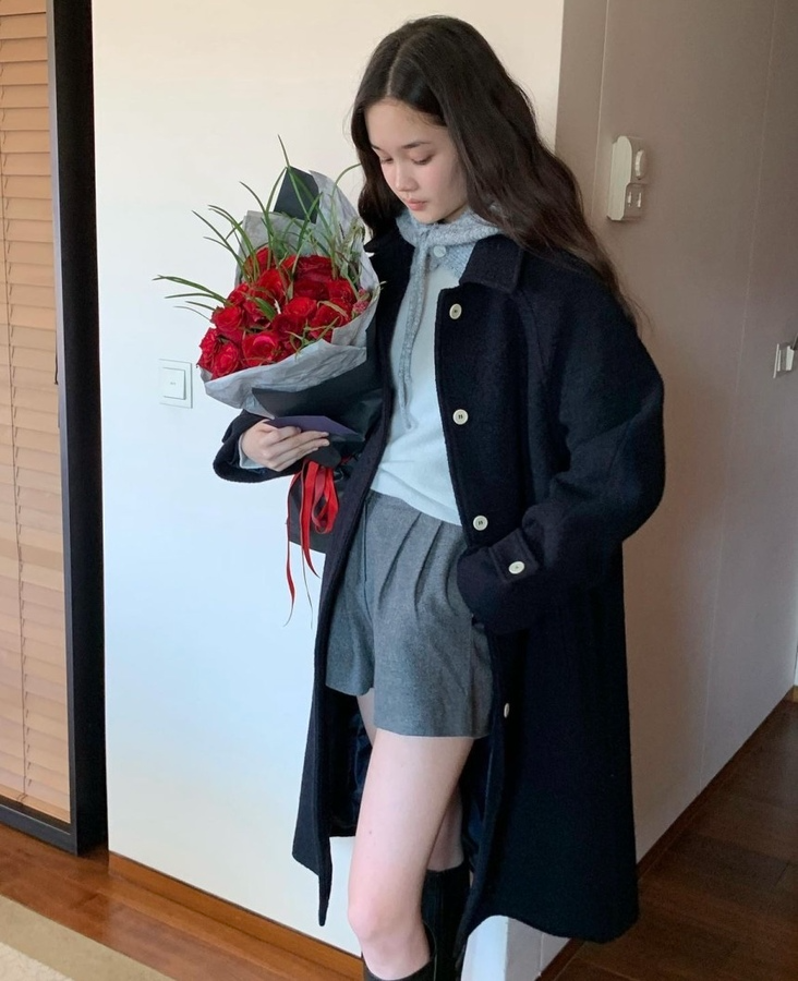 [당일배송] riette 리에뜨 브로디 부클 코트 울코트 겨울 포인트 울 카라 레글런 싱글 롱 데일리룩 네이비코트 이너프