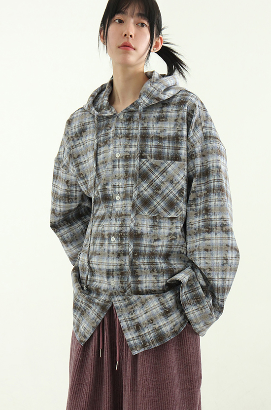 로컬맨션 smoky check hood shirt (unisex)