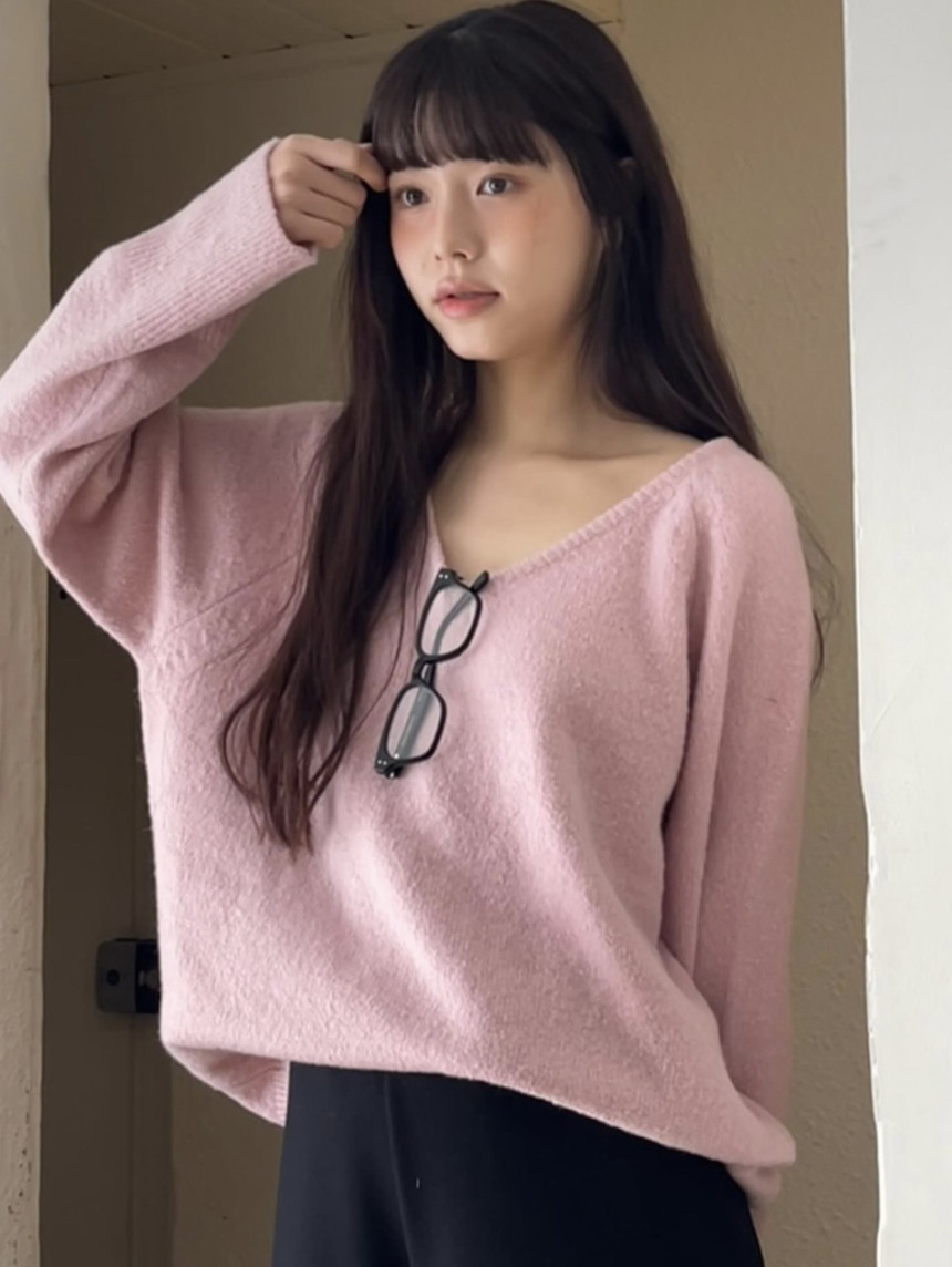 샵보애 오버클래식 리베아 울 알파카 니트 브이넥 nt (3col)