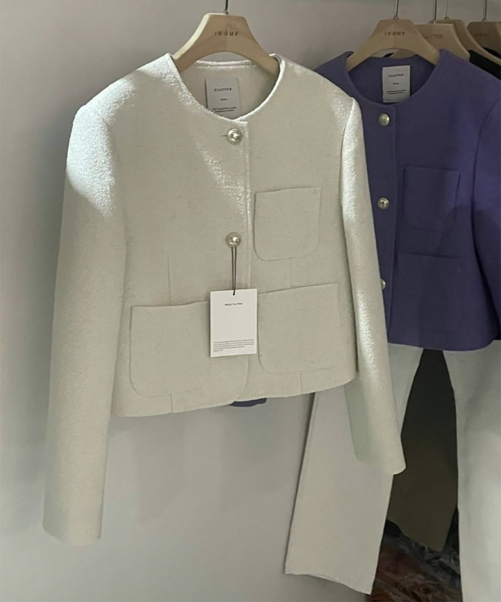 플러터 퍼플 트위드 자켓 (3col) flutter