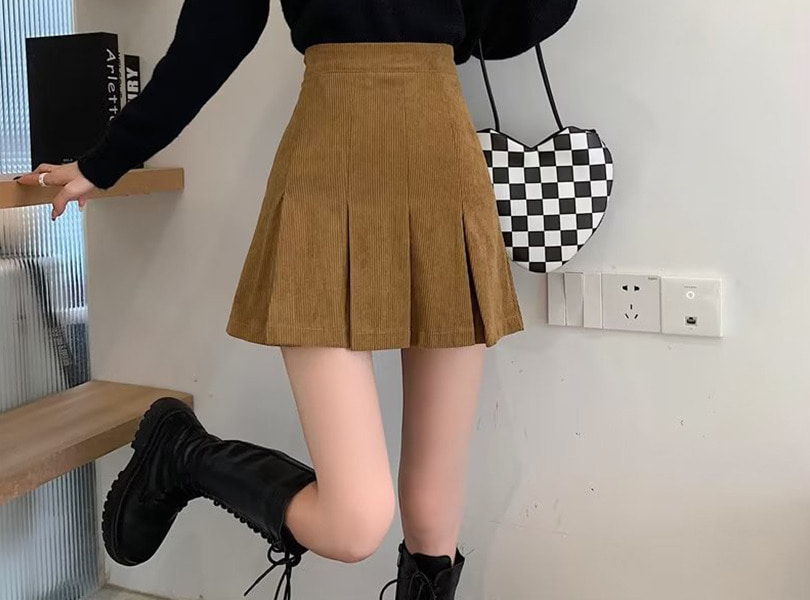 유유존 바지안감코듀로이플레어 쪽코듀스커트 미니스커트 A라인스커트 치마바지 하이웨스트 골덴스커트 코듀로이스커트 데일리룩 데이트룩