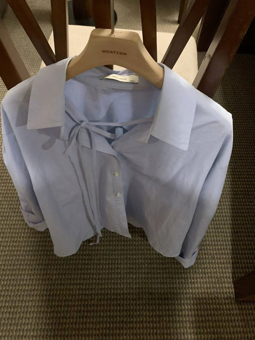 샵보애 wellrow 웰로우 리본 크롭 셔츠 sh (3col)