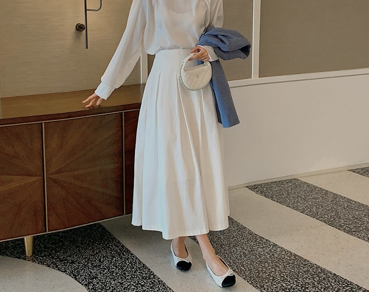 리리앤코 4천5백장 돌파 마키엘 코튼 뒷밴딩 맞주름 롱 스커트 봄 신상 봄옷 봄스커트 밴딩스커트 A라인 플레어 플리츠 면 코튼스커트 면스커트 데일리룩 페미닌룩 하객룩