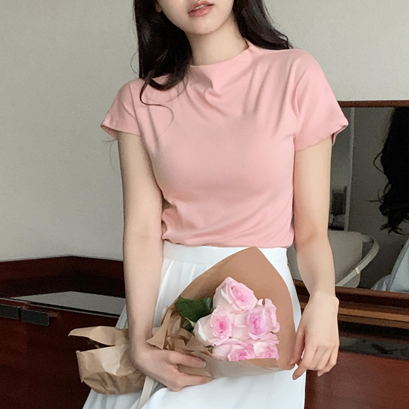 아뜨랑스 반팔티셔츠 헤론 소프트 모달 반폴라 티셔츠 반팔티셔츠 여름티셔츠 데일리티셔츠 기본티셔츠 모달티셔츠 꾸안꾸룩 여리핏탑