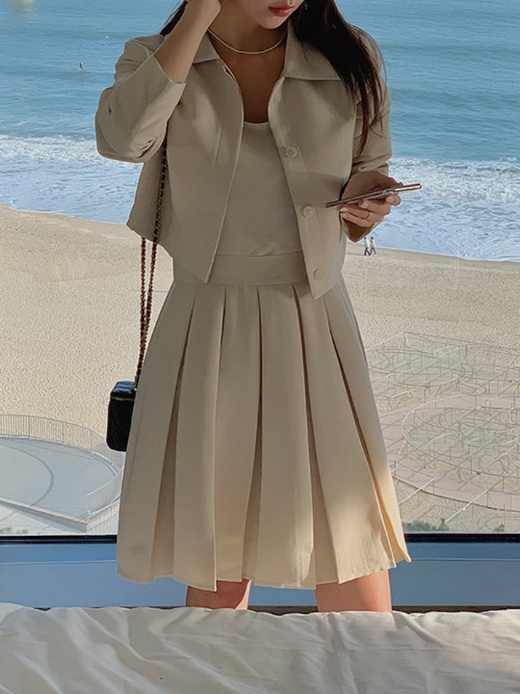 리리앤코 드벨리아 플리츠 뷔스티에 원피스 자켓 세트신상 자체제작 빅사이즈원피스 자켓세트 투피스 미니원피스 플리츠원피스 데이트룩 레이어드 여리한 코디 코디셋업 격식룩 하객룩