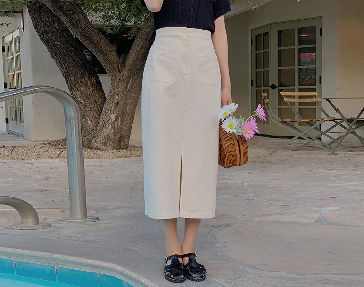 리리앤코 1천장 돌파 큐베딘 뒷밴딩 트임 롱 스커트 봄 여름 신상 자체제작 앞트임 체형커버 하체커버 봄스커트 데이트룩 데일리룩 캐주얼 포켓 주머니 페미닌한 편안한