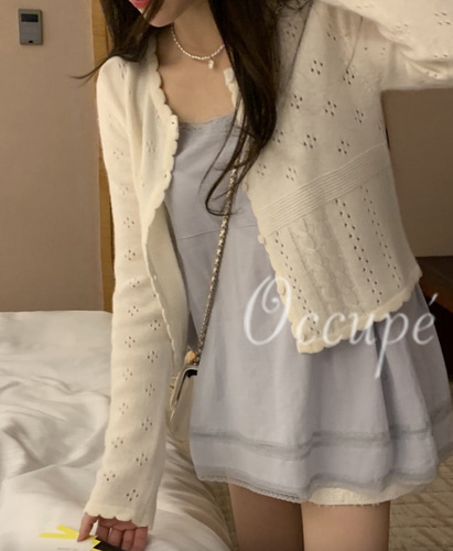 오큐페 [당일발송]미엘 리브 가디건 (4col) miel 펀칭 봄가디건