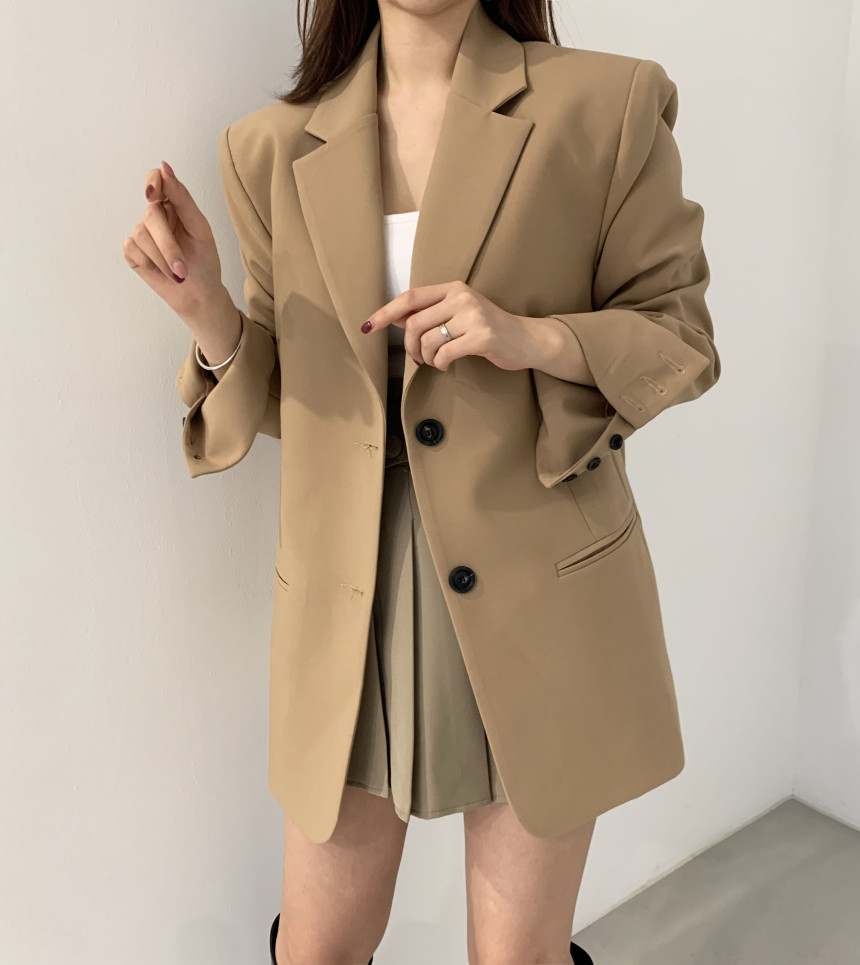 베이지하루 포멀 러블리 블레이저 여성 자켓 여자 마이 상의 긴팔 정장 오피스룩 루즈핏 롱자켓 봄 가을 겨울 20대 30대 40대 올매치 패션 코디 간절기 결혼식 하객룩 면접