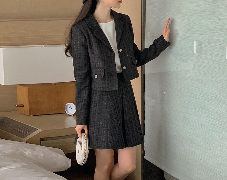 리리앤코 란테브 트위드 크롭 뒷밴딩 플리츠 투피스 세트 자체제작 봄 신상 봄옷 봄투피스 트위드세트 셋업 트위드자켓 트위드스커트 미니스커트 A라인 크롭자켓 데일리룩 페미닌룩