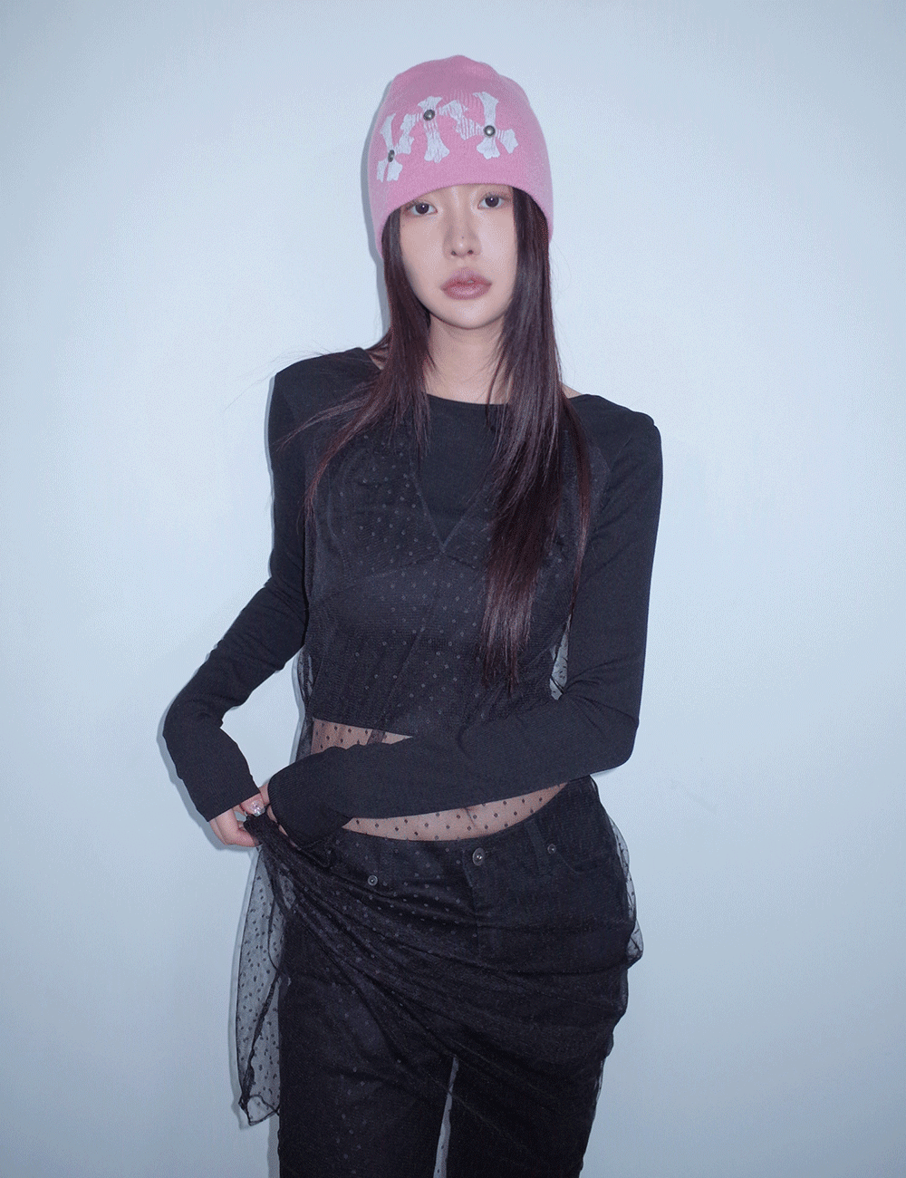 위위미유 DOT SEE-THROUGH LAYERED OPS / 도트 시스루 레이어드 원피스