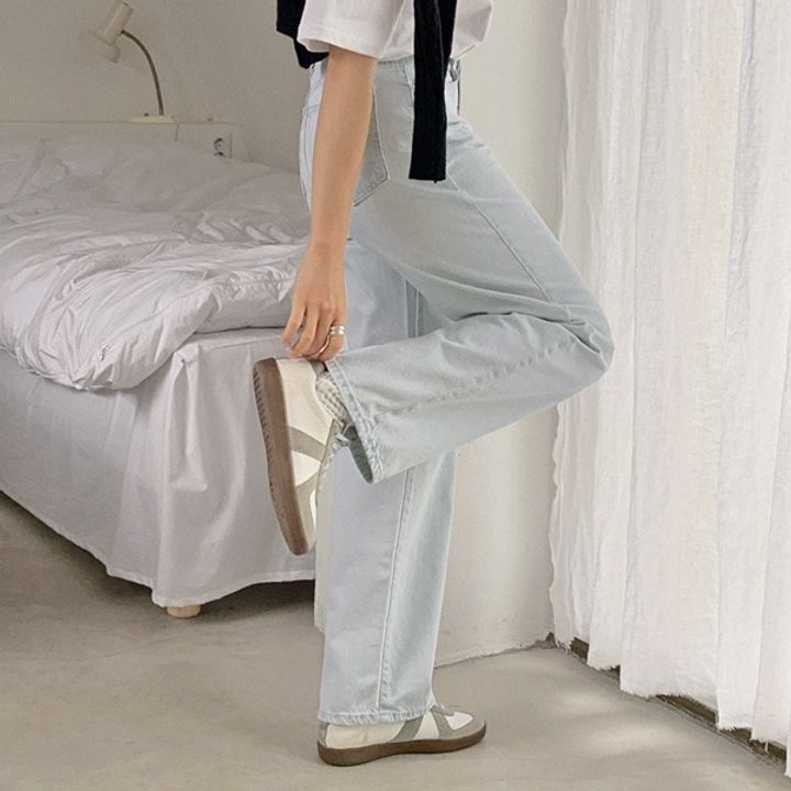 핫핑 Made 캔디팝 아이스연청 세미와이드 데님팬츠25~36 데일리 캐주얼 연청바지 청바지 빅사이즈하의 빅사이즈청바지