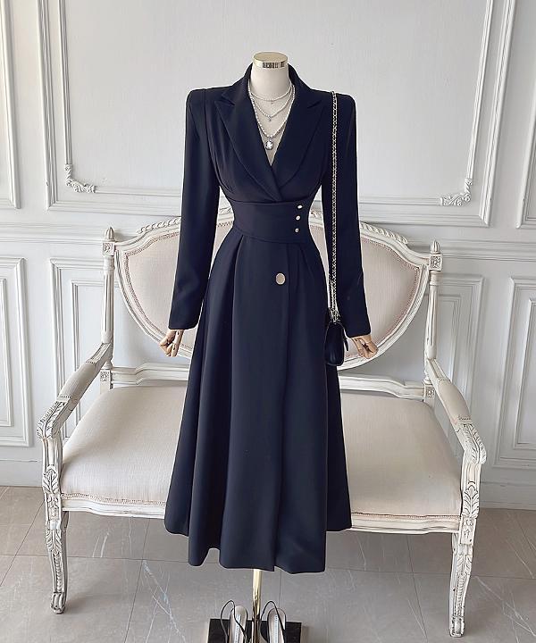 우아르 에르테 자켓 롱원피스 결혼식 하객룩 행사룩 데이트룩 파티룩 브라이덜샤워 돌잔치원피스 셀프웨딩 웨딩촬영 봄원피스 봄옷 플레어원피스 카라원피스 벨트원피스 자켓원피스