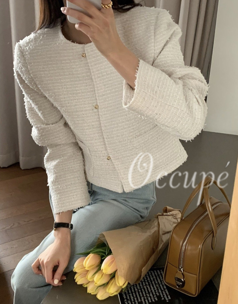 오큐페 플러터 엘리 트위드 자켓 2col flutter