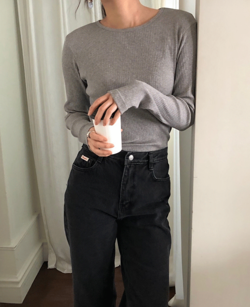 샵보애 founders 파운더스 엘로디 티셔츠 골지 이너 코튼 긴팔 라운드 데일리 tee (3col)