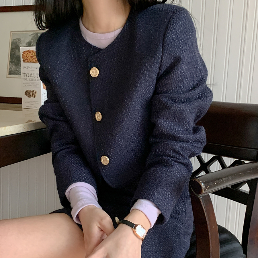 아더먼데이 [셋업가능💛출근룩] 모던트위드 골드버튼 자켓 여자트위드자켓 봄신상 하객룩 여자자켓 라운드자켓 봄재킷