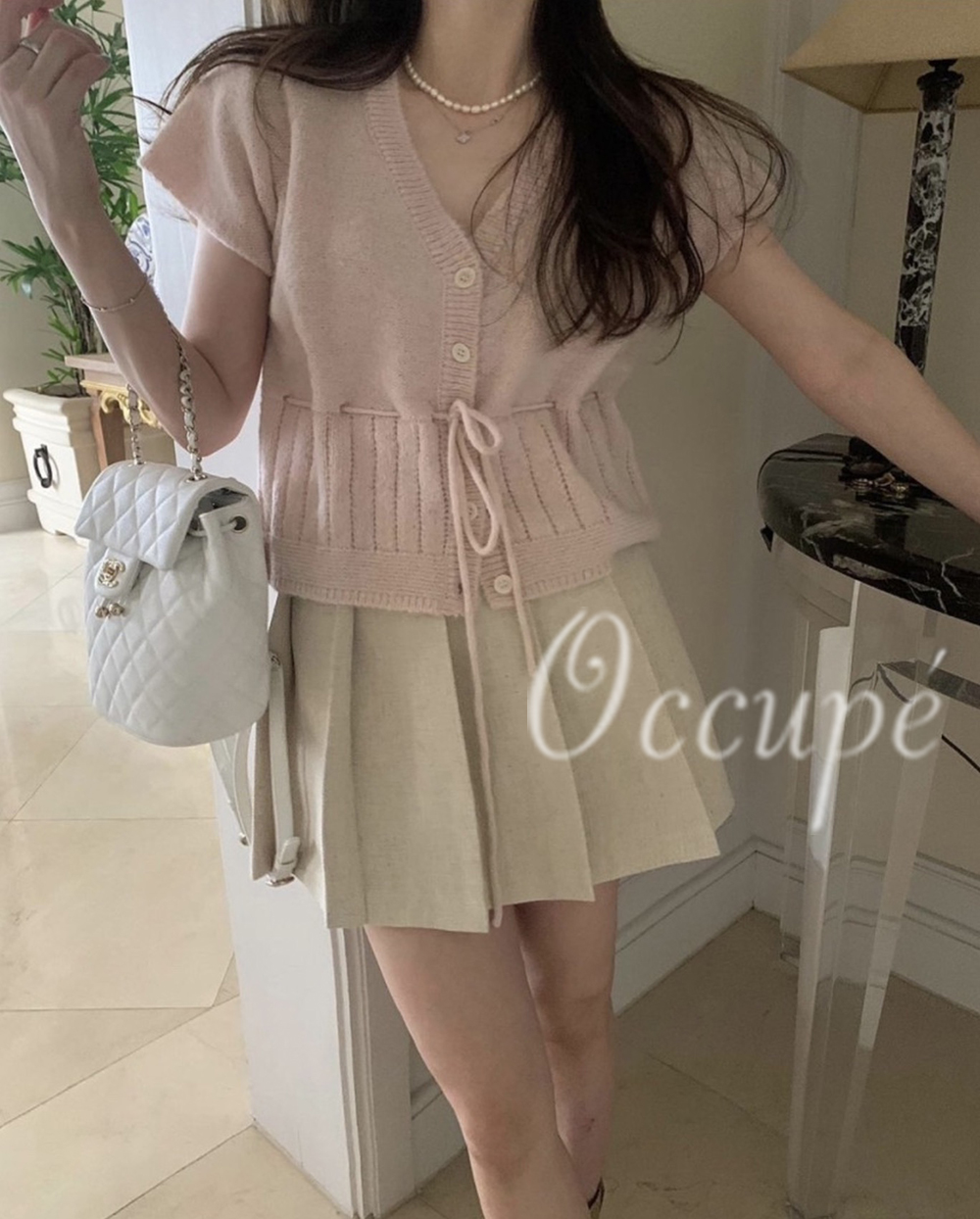 [아이당일]pyt 프리티영띵 포포 반팔 니트 (2col) 프영띵 리본