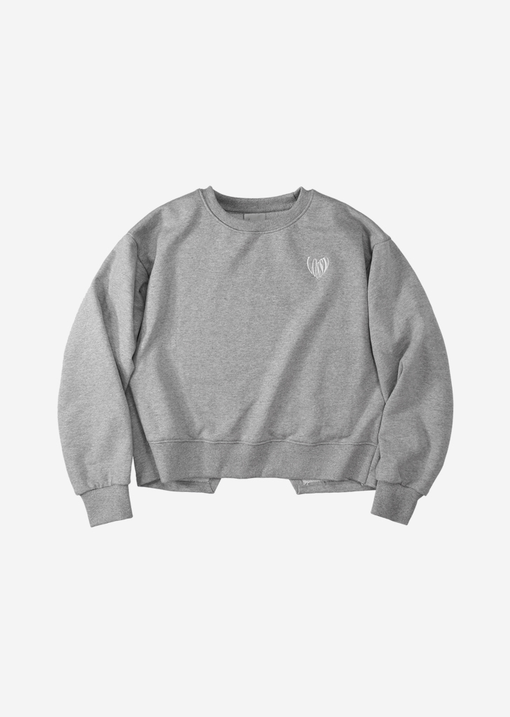 로시로우 Heart symbol rap sweatshirt [Gray]