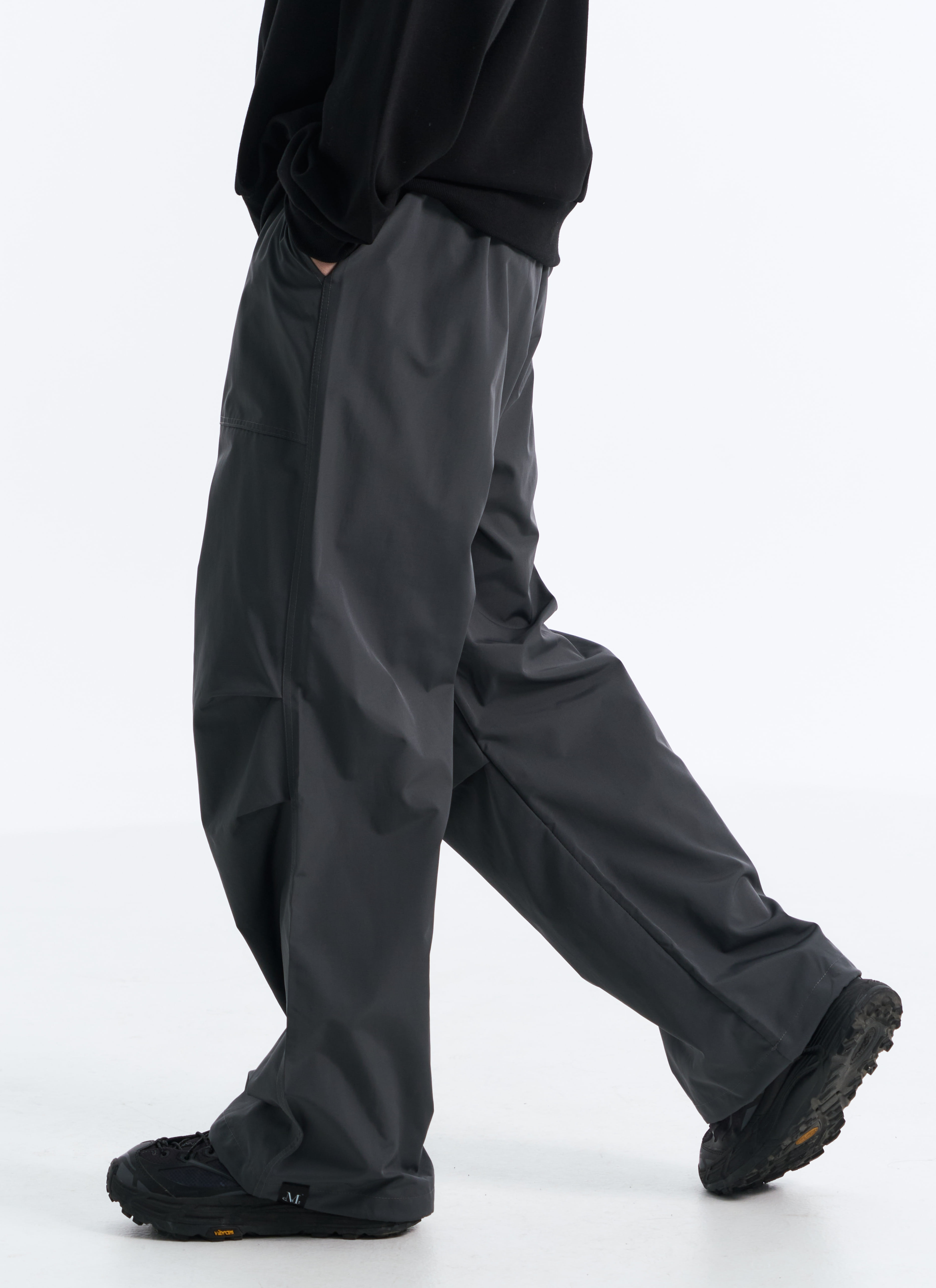무센트 WIDE STRING PARACHUTE PANTS (Charcoal, Black) 와이드 폴리 나일론 스트링 파라슈트 팬츠 (차콜, 블랙)
