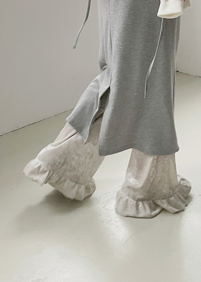 무무크 미미 벨벳 프릴 팬츠 3col - ivory