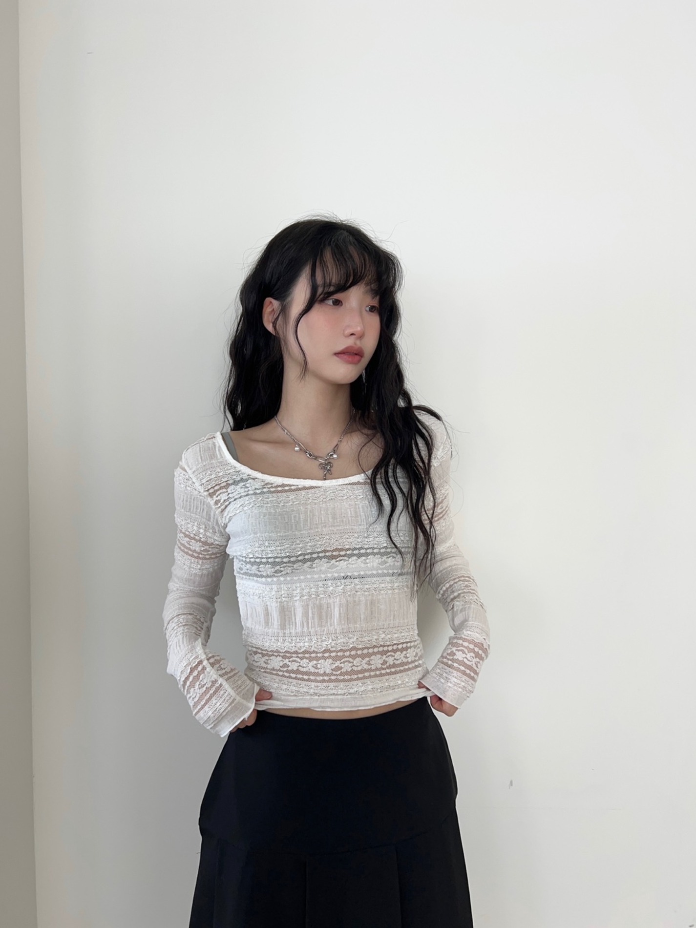 옵텐소 blend lace t-shirt (2color)