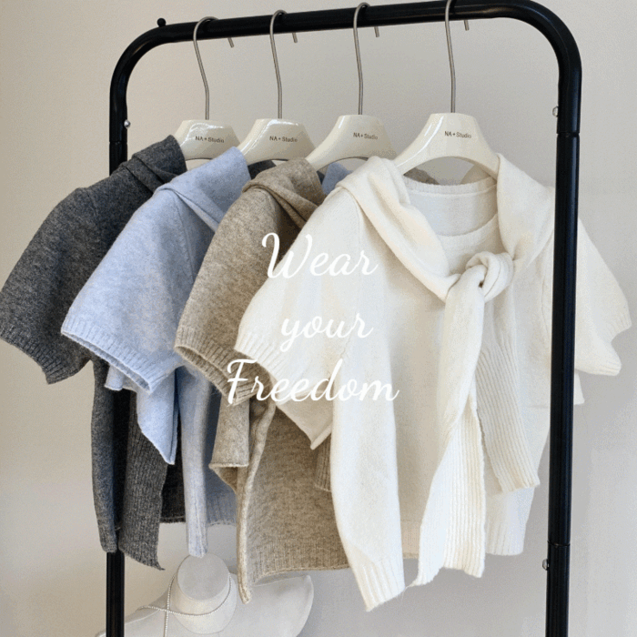 알로항 [SET]데일리 반팔 니트&숄가디건set-4col