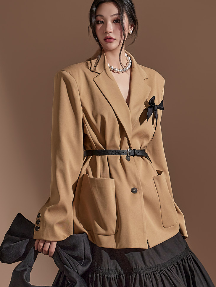 딘트 J2251 시엘 리본 싱글 자켓(브로치SET)